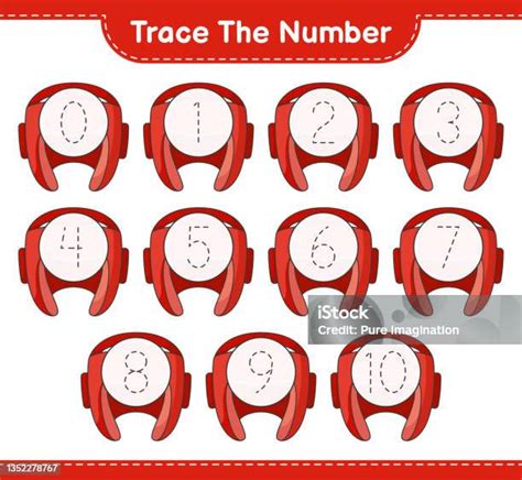 숫자를 추적합니다 복싱 헬멧으로 숫자를 추적합니다 교육 어린이 게임 인쇄 워크 시트 벡터 일러스트레이션 0명에 대한 스톡 벡터 아트 및 기타 이미지 Istock