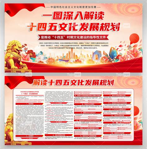 大气十四五文化发展规划灯箱海报素材模板下载 图巨人