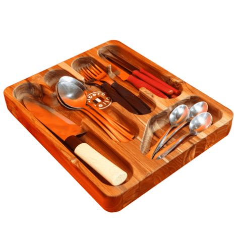 Porta Talheres Cuneo De Madeira Teca Futhgol