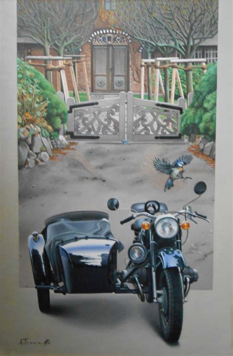 Motorcycle With Sidecar — Artwork — Alexander Titorenkov — Hyperrealism