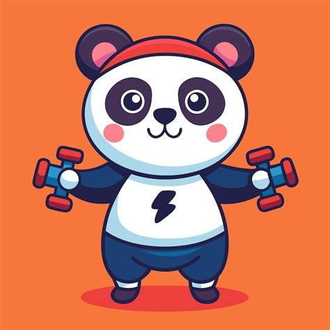 Premium Photo Cute Panda Exercising With Dumbbell Vector Cartoon