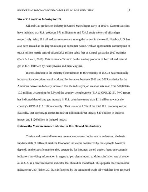 Role Of Macroeconomic Indicators Us Oilandgas Industry