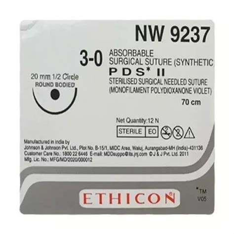 Ethicon Pds Ii Suture Usp 3 0 Nw 9237 Round Bodied 12 Foils