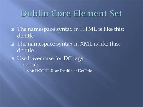 Ppt Dublin Core Powerpoint Presentation Free Download Id 4015415