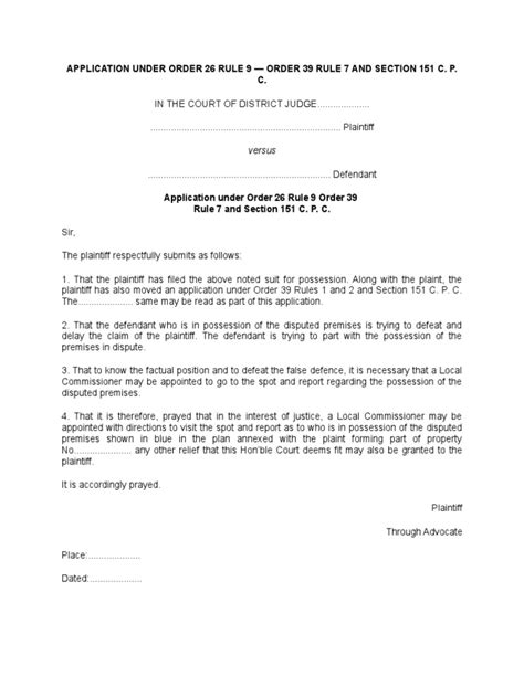 application under order 26 rule 9 gÇö order 39 rule 7 and section 151 c