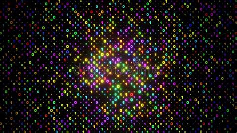 Digital Matrix Of Blue Ones And Zeros Falling Down And Flashing Binary