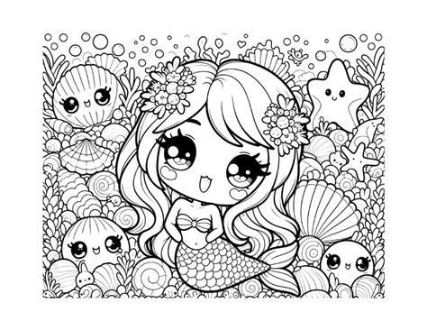 Cute Mermaid Coloring Pages