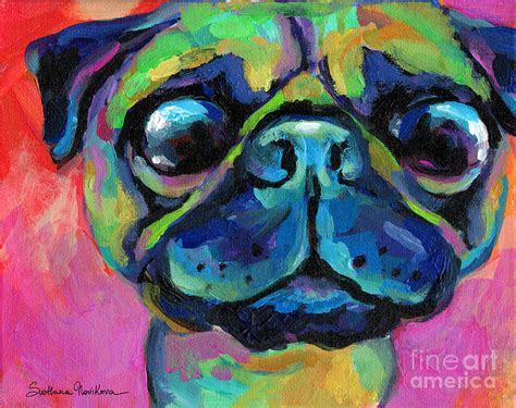 Funny Bug Eyed Pug Painting By Svetlana Novikova Pixels
