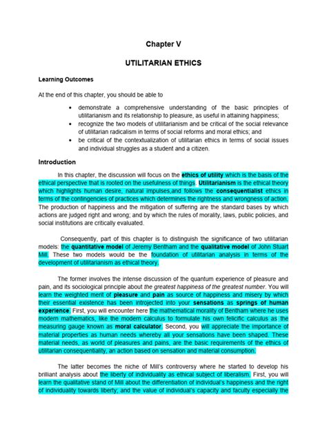 Ethics Lecture 1 Utility Pdf Utilitarianism Pleasure