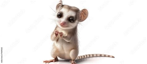 A Cute Sugar Glider Resembling A Small Mouse Standing Upright On Its