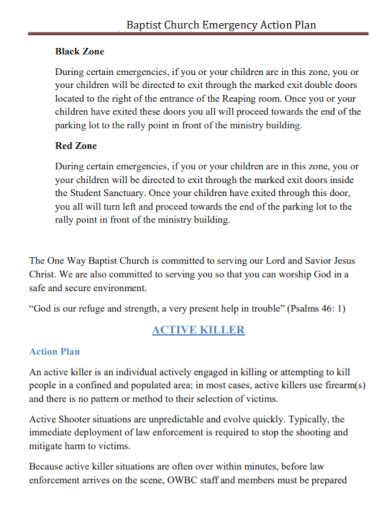 Free 10 Church Action Plan Samples Emergency Mission Ministry