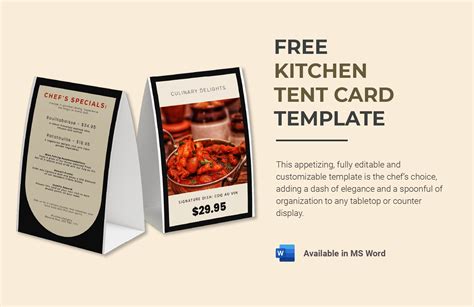 Kitchen Tent Card Template In Word Download