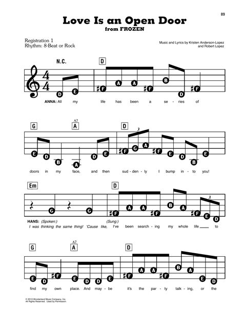 Love Is An Open Door Piano Sheet At Zoe Walker Blog