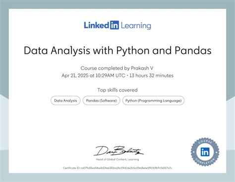 Data Analysis With Python And Pandas Prakash V