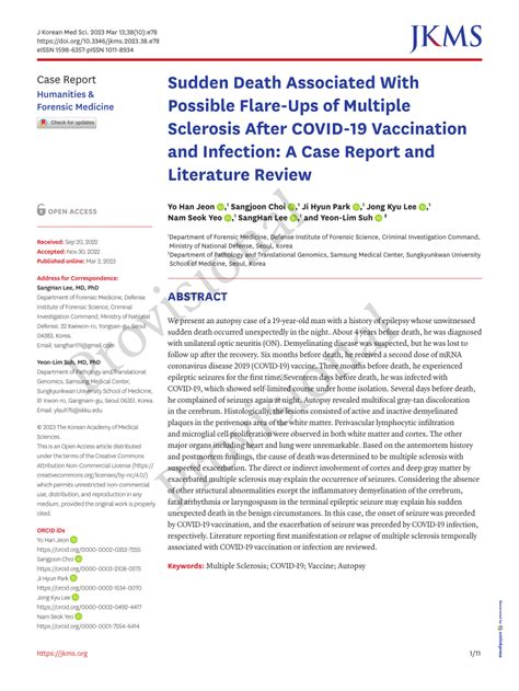 Pdf Sudden Death Associated With Possible Flare Ups Of Multiple