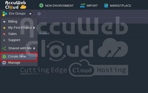 Create Environment Group Organize AccuWeb Cloud Projects