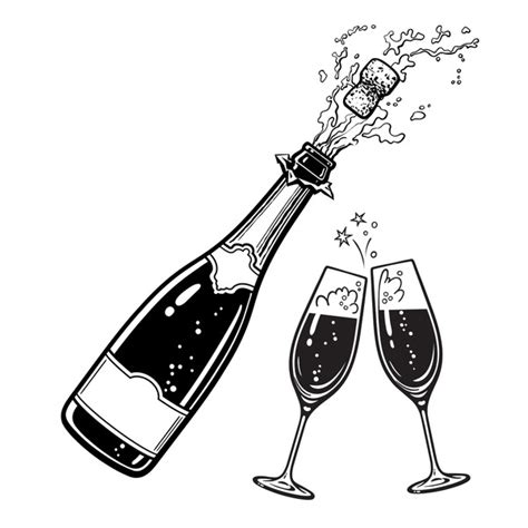 Champagne Bottle Clip Art Black And White