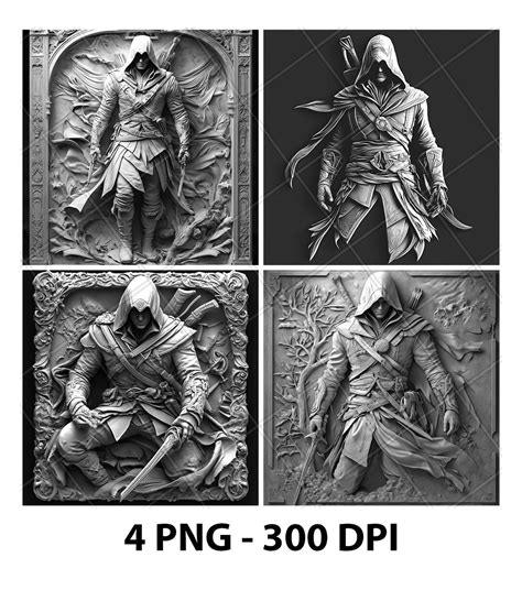 Knight Templar Crusader Assassin 3d Illusion Laser File Png Slate