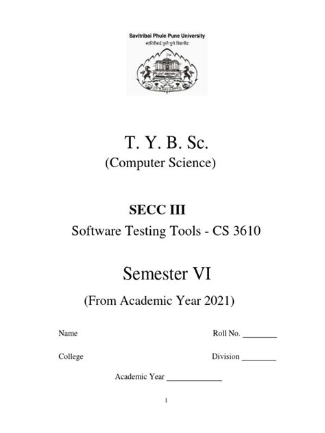 t y b sc cs software testing tools labbookrev pdf