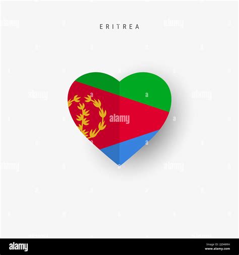 Eritrea Heart Shaped Flag Origami Paper Cut Eritrean National Banner 3d Vector Illustration