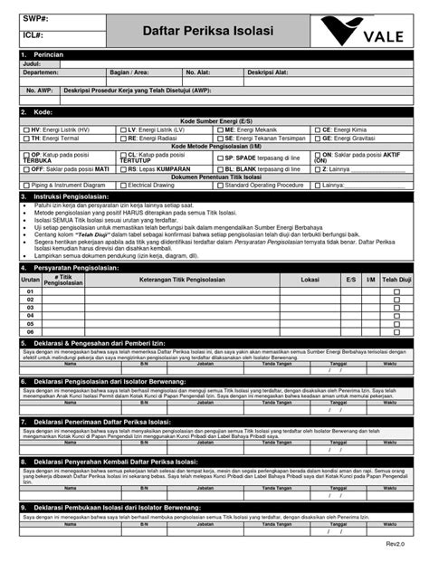 Supporting Permitisolation Checklistrev20bahasa Pdf
