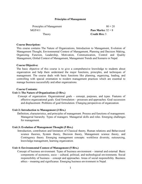 B Sc CSIT Sem Syllabus Principles Of Management Strategic Management TU Studocu