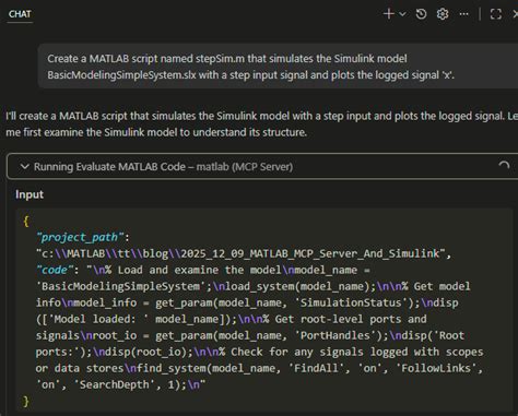 Simulating A Simulink Model Through Github Copilot And The Matlab Mcp