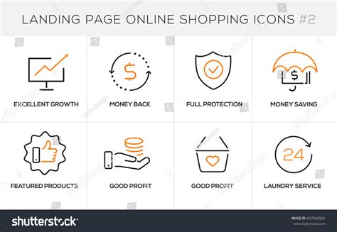 Flat Line Design Concept Icons Online Stock Vector Royalty Free Shutterstock