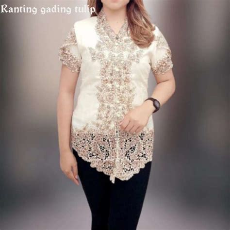 Jual Atasan Kebaya Encim Modern Lengan Pendek Model Tulip Putih Tulip L Di Seller Zenin