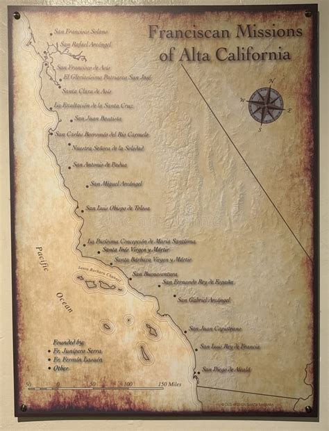 Map Of Franciscan Missions Of Alta California Santa Barbara Ca Usa