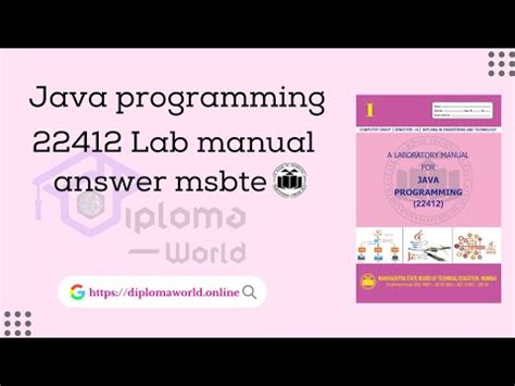 Java programming lab manual answer | 22412 JPR Solved manual solution msbte pdf download - YouTube
