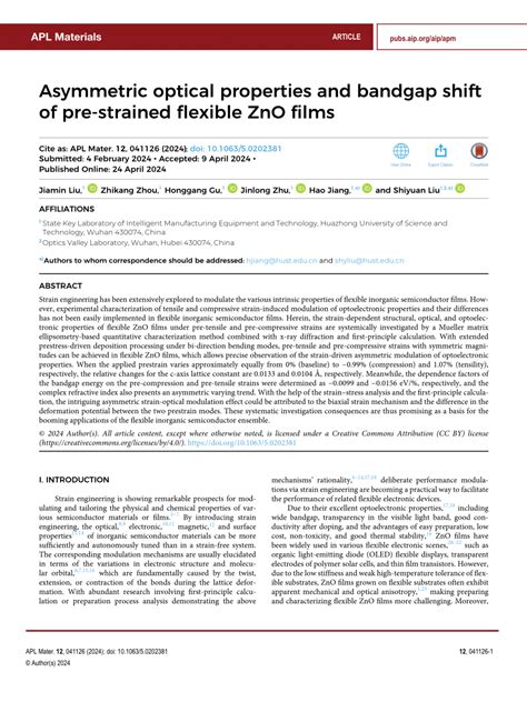 Pdf Asymmetric Optical Properties And Bandgap Shift Of Pre Strained