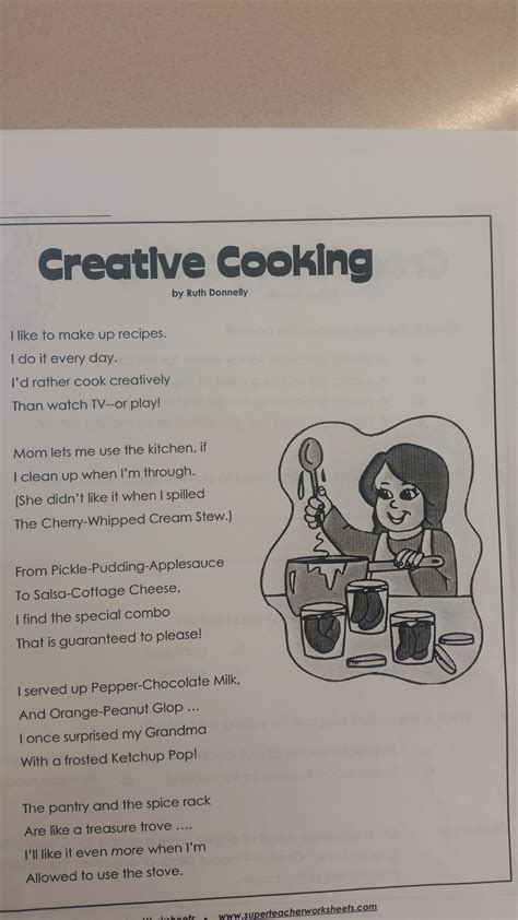 Creative Cooking Poem And Freckle Juice Will Be Used As Models For A