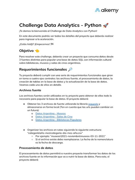 Challenge Data Analytics Con Python Pdf Bases De Datos Sql