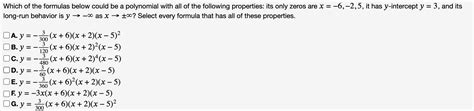Solved Which Of The Formulas Below Could Be A Polynomial