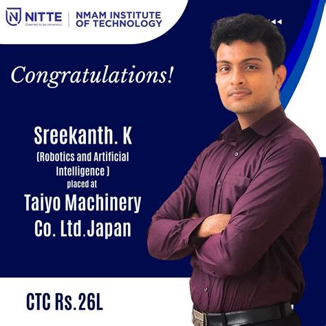 The Department Of Robotics And Artificial Intelligence At Nmamit Proudly Congratulates Mr