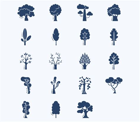 Tree Icon Set Plant And Nature Vector Vector Art At Vecteezy