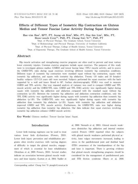 Pdf Effects Of Different Types Of Isometric Hip Contraction On