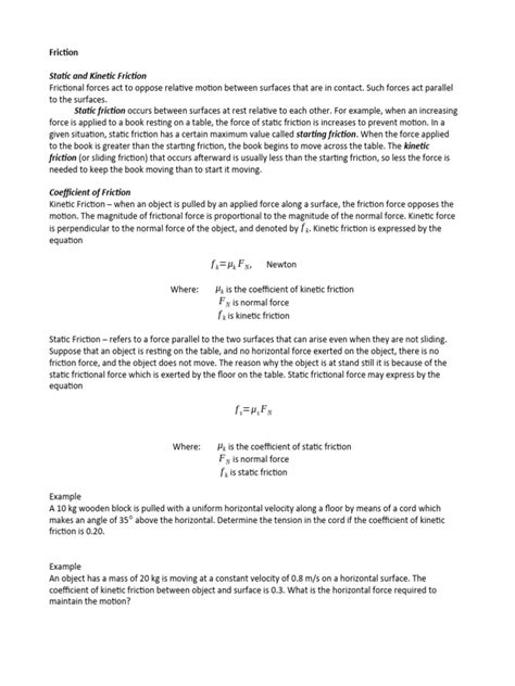 Understanding Friction And Energy Concepts Pdf Friction Force