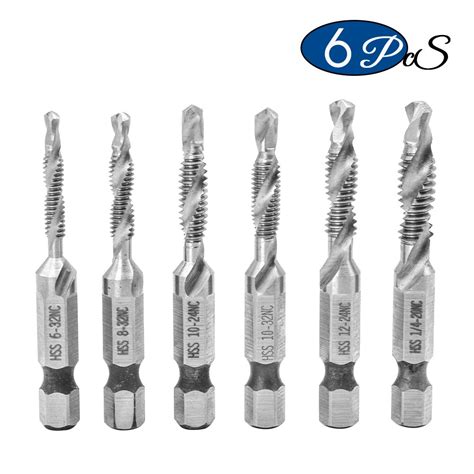 Nindejin Unc Thread Screw Tap Drill Bits Set 6 32 8 32 10 24 10 32 Hex
