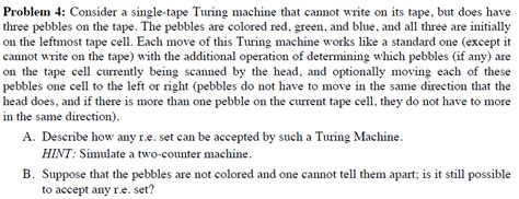 Solved Problem 4 Consider A Single Tape Turing Machine That