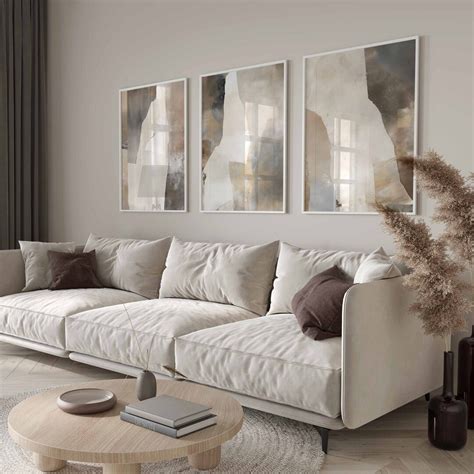 Beige Wall Art Modern Neutral Art Gallery Wall Art Set Of 3 Greige Wall