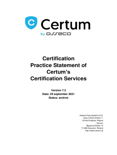 Fillable Online Certification Practice Statement Of Certums