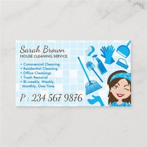 Tarjeta De Visita Limpieza De Casa De Personalizado De Una Mujer Por