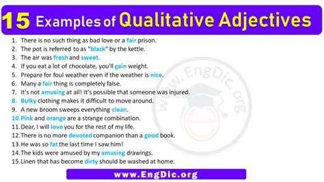 15 Examples Of Qualitative Adjectives In Sentences Engdic