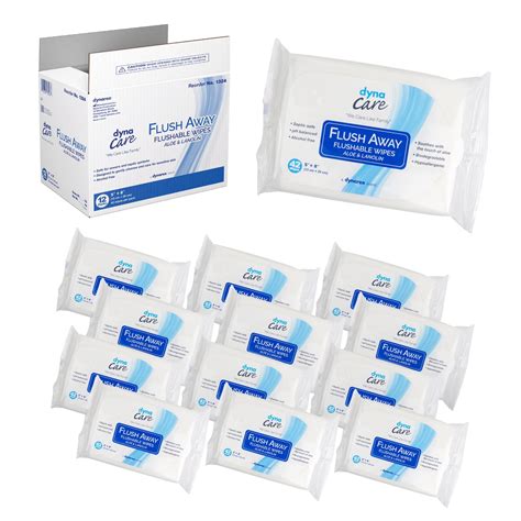 Dynarex Dynacare Flushable Wipes Alcohol Free 5” X 8” Wipes 1 Case