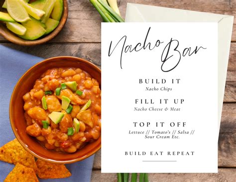 Nacho Bar Sign Printable And Customizable Table Sign Wedding Sign