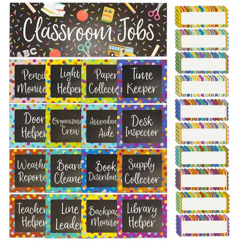 Buy 67 Piece Bright Classroom Job Chart Set With Name Tags For Bulletin