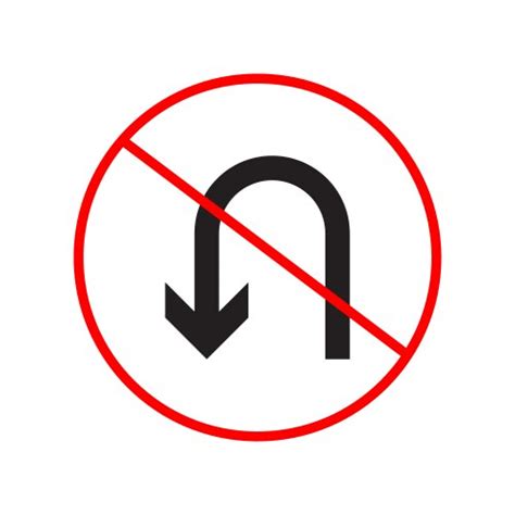 No U Turn Allowed Sign Ensure Traffic Safety Vector Image