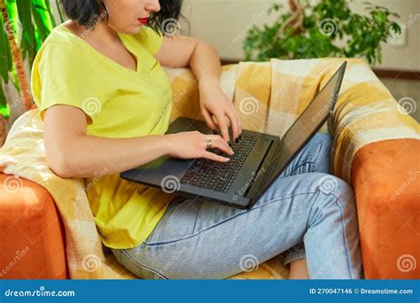 Woman Female Using Typing On Laptop Keyboard Working Writing Emails